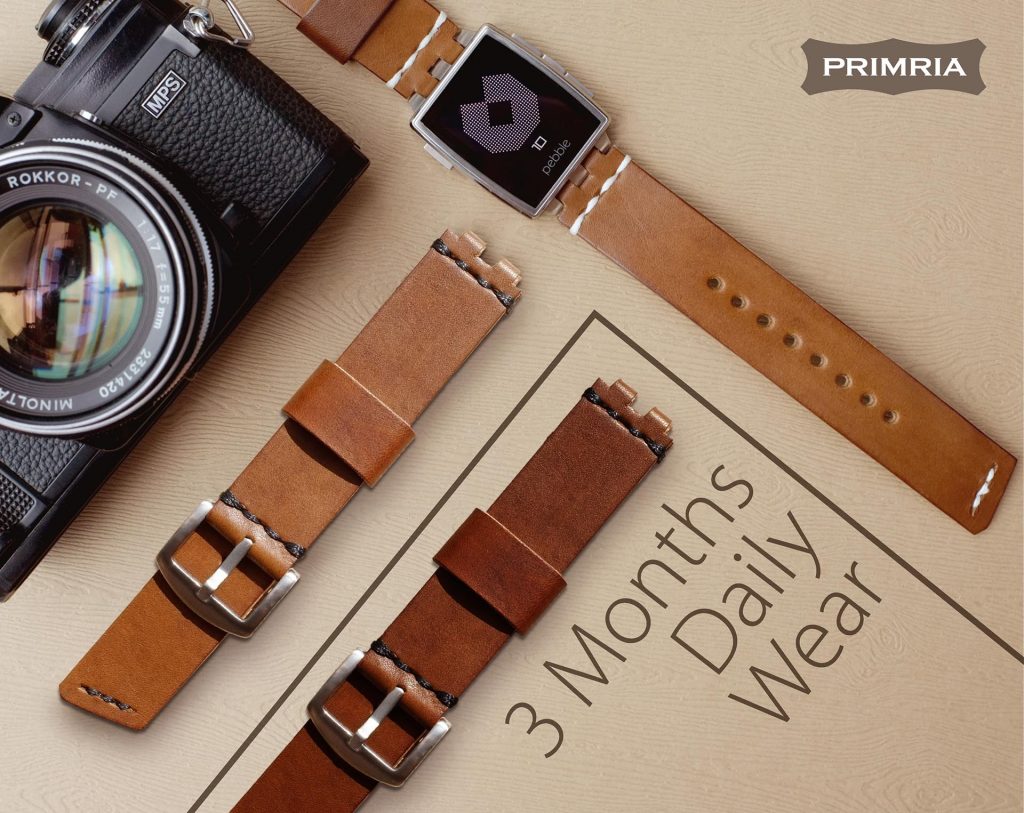 Pebble Steel Leather Straps / Band - Coffee Brown - PRIMRIA Watch Bands ...