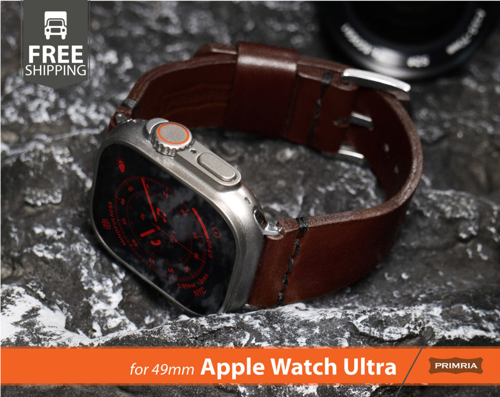 Apple Watch Wide Mens Tapered Leather Bands Compatible All Series Ultra ...